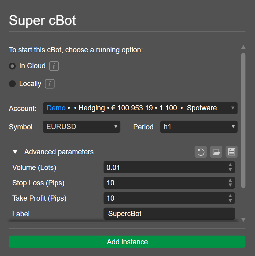 Create and run a cBot - cTrader Algo
