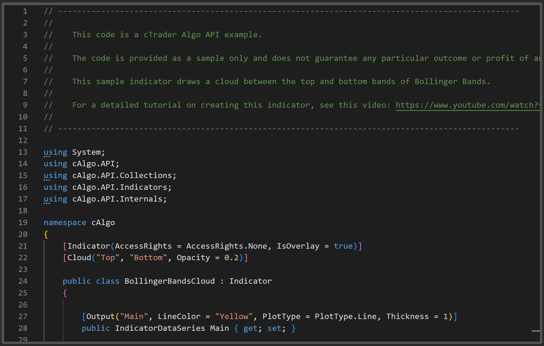 cTrader에서 기술 지표를 생성하는 방법 - cTrader Algo