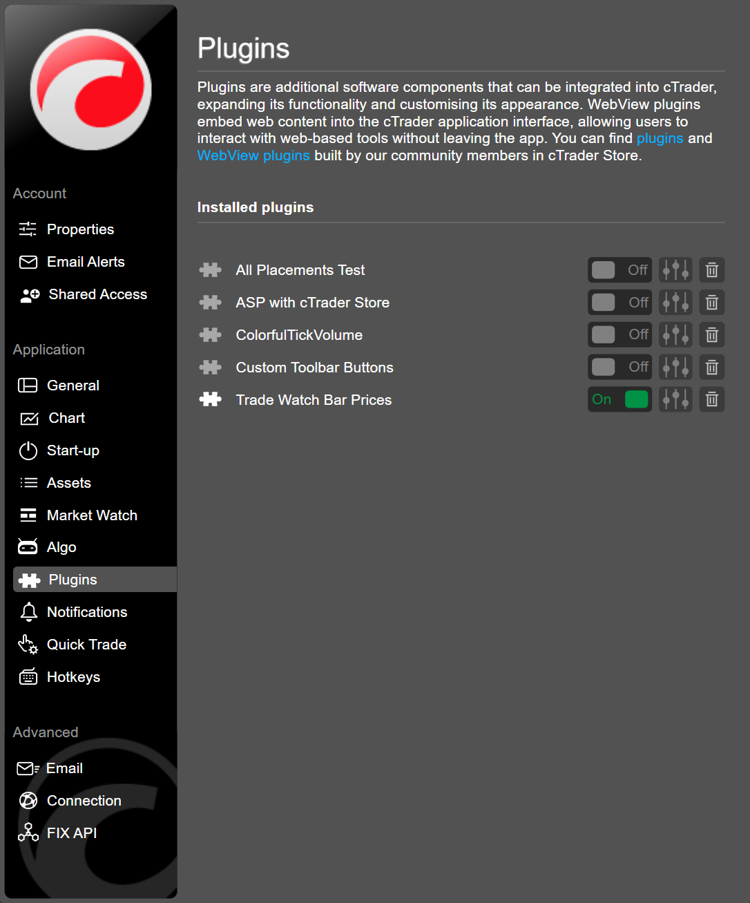 Add and manage plugins - cTrader Algo