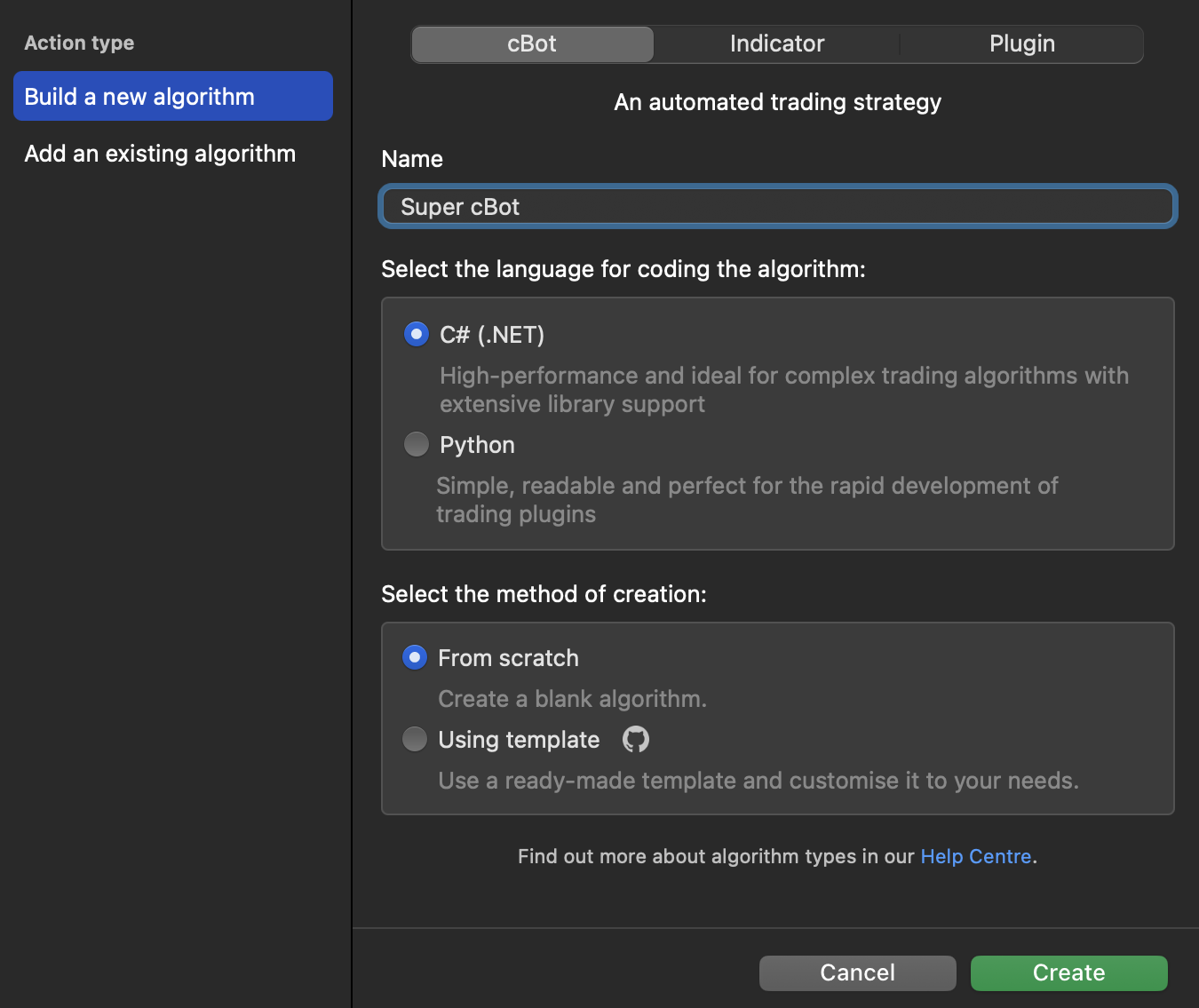 Create and run a cBot - cTrader Algo