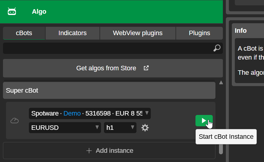 How to start trading bots in cTrader - run Python robots and C# algos - cTrader Algo