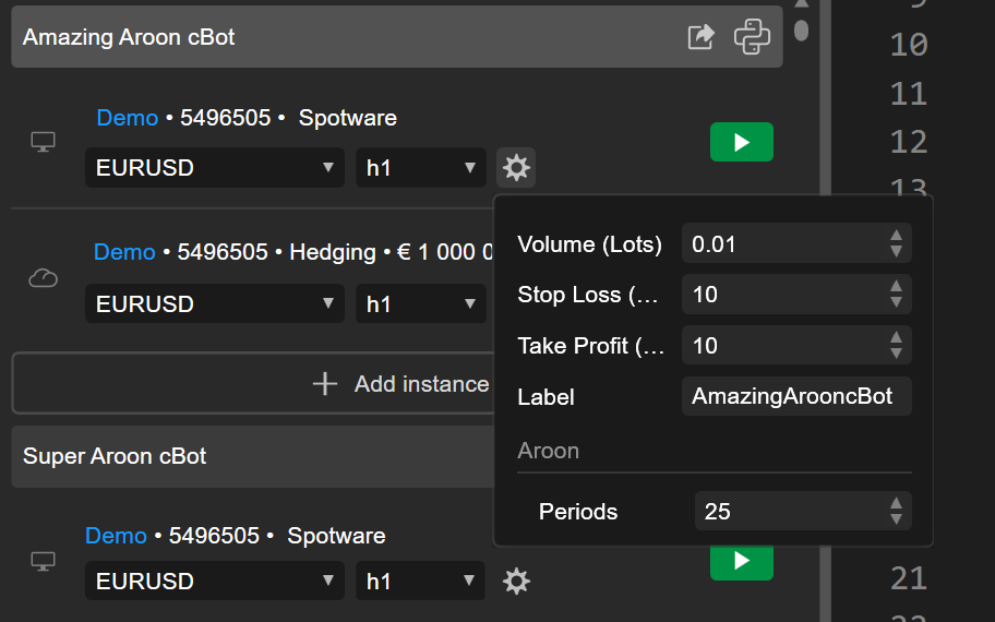 Python parameters - cTrader Algo