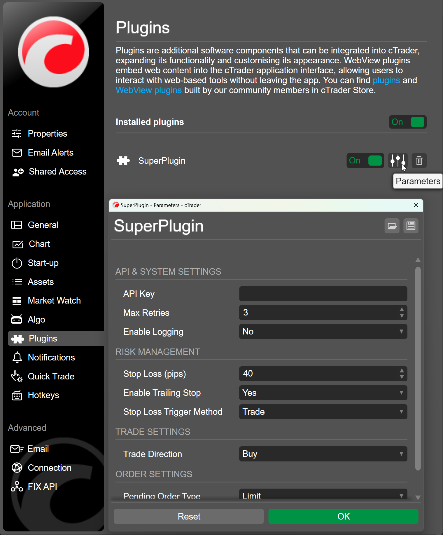 Parameters - cTrader Algo